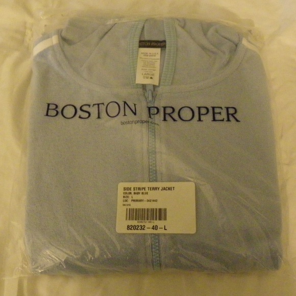Boston Proper | Tops | New Boston Proper Fullzip Side Stripe Terry ...